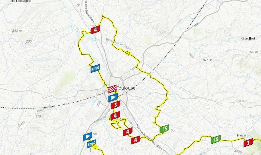 Tour de France 2025 Stage 11: Toulouse Loop Route